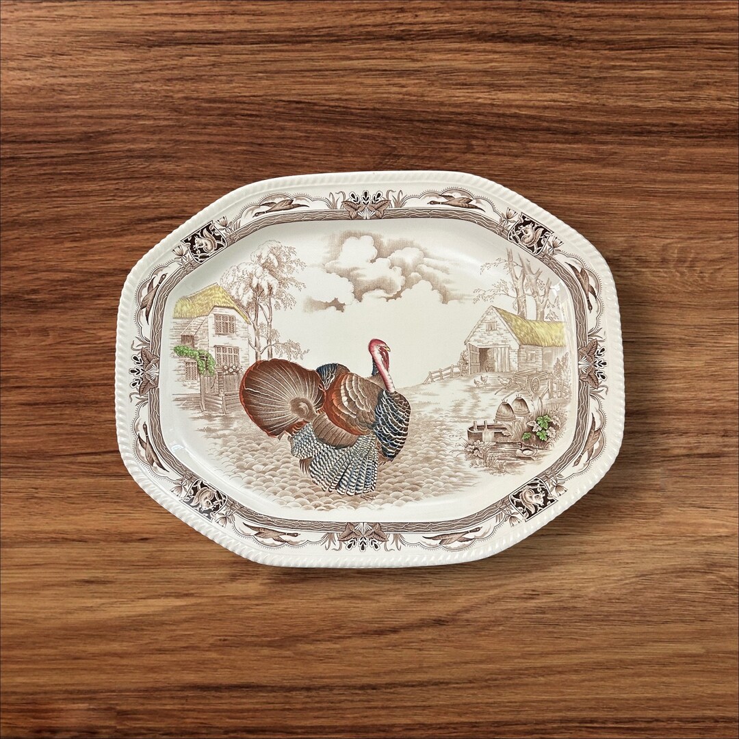 BARNYARD KING TOM Turkey Platter Thanksgiving Dishes Vintage Johnson ...