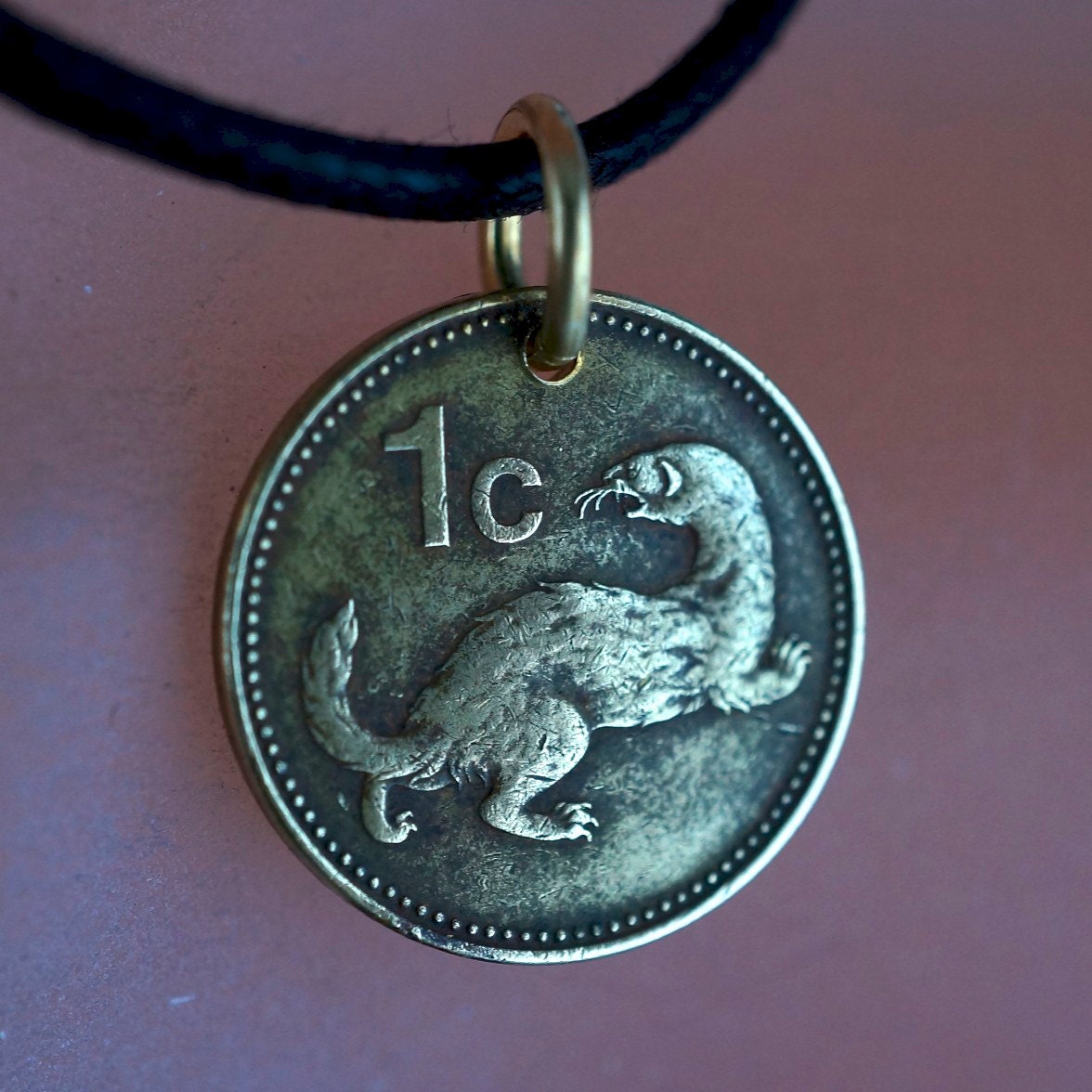 WEASEL NECKLACE. MALTA Coin Jewelry. Ferret Charm Pendant. - Etsy