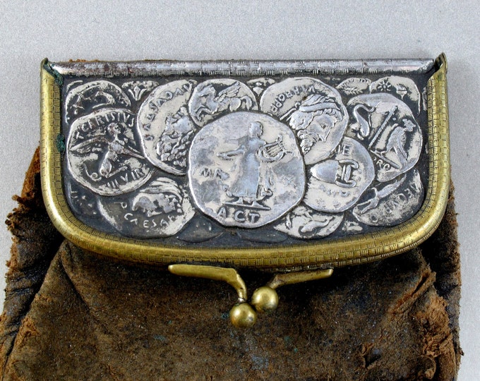 VICTORIAN CHANGE PURSE Roman Coin Leather for Your Assemblage No.00701 ...