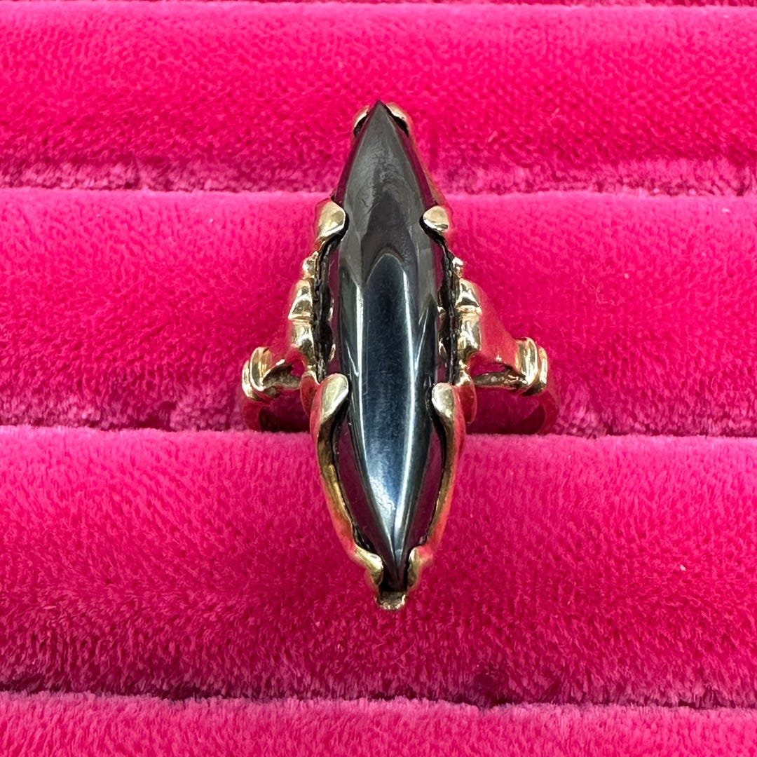 Vintage 10K Gold Black Alaskan Diamond Hematite Ring | Size 5 Mid ...