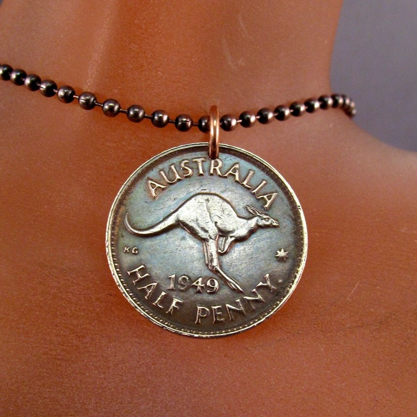 AUSTRALIAN Necklace. Australia Kangaroo Coin Pendant Jewelry. - Etsy