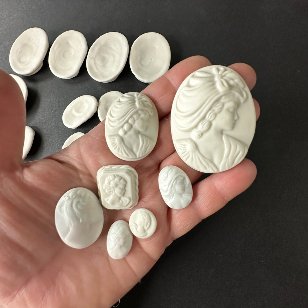 30 Porcelain Bisque Cameos for Jewelry Paint Your Own, Dollhouse ...