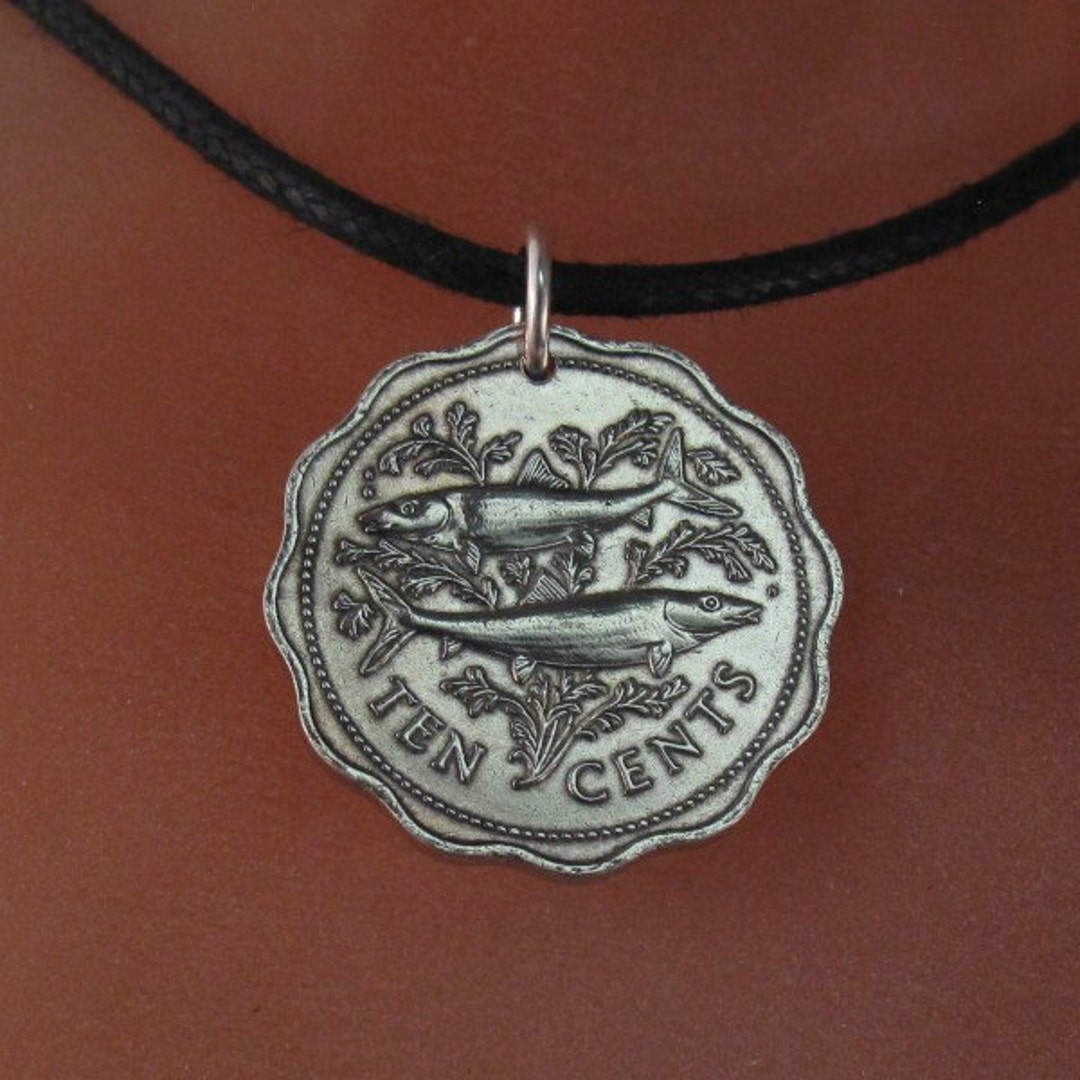BAHAMAS NECKLACE. Bahamas Charm. Bahamas Coin Necklace. Fish - Etsy