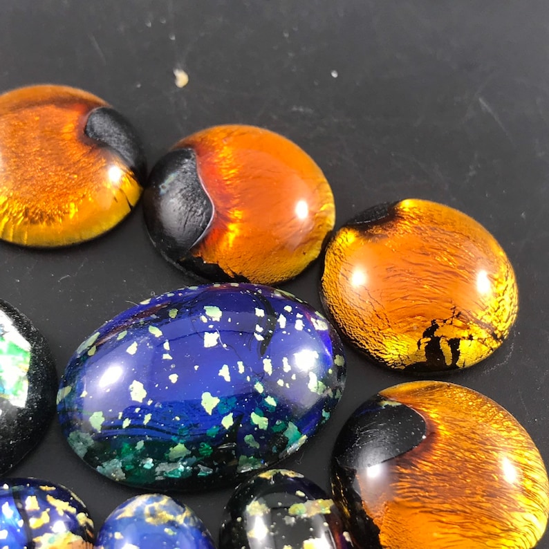 20 Assorted Foil Glass Opal Cabs. Vintage Flat Back Cabochons | Etsy