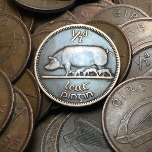IRELAND COIN Necklace | Pig Pendant Eire Sow Celtic Harp | Gaelic ...