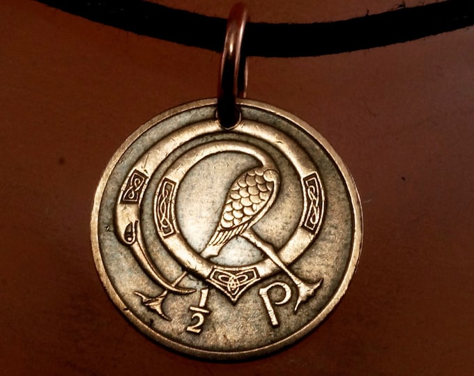 IRELAND Necklace. Irish Charm. Celtic Bird Coin Charm Irish. Harp Music ...