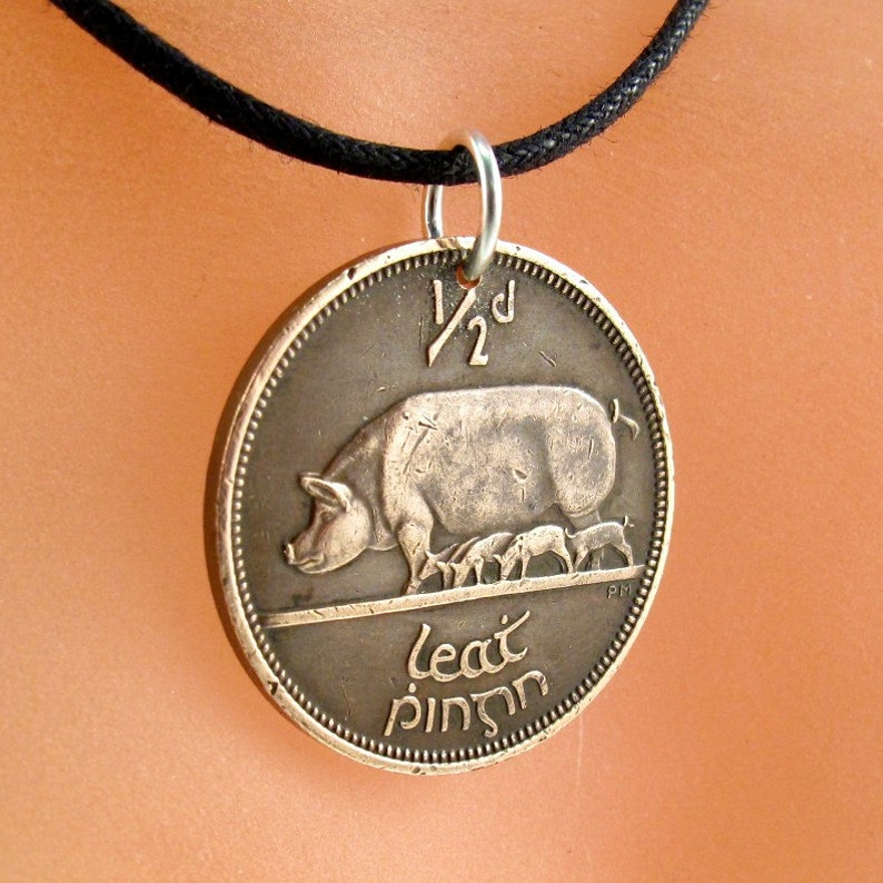 Good Luck IRISH COIN Necklace Ireland Pig Celtic Sow Pendant - Etsy