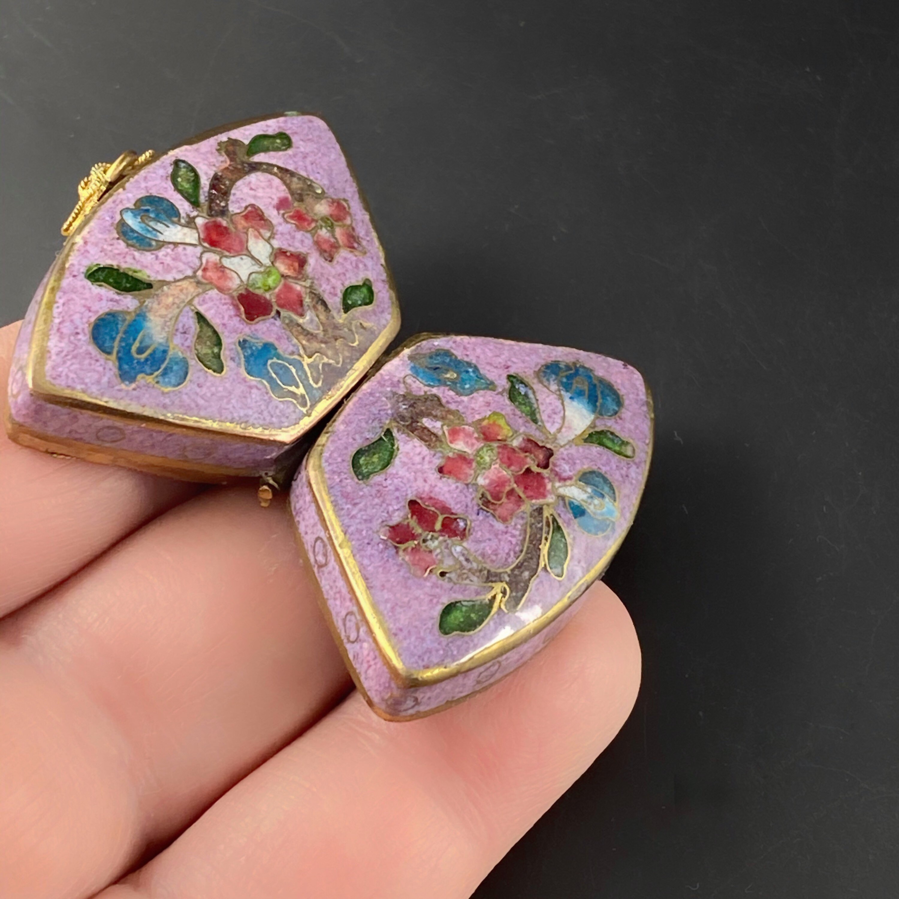 Vintage Chinese cloisonné locket pendant. asian enamel | Etsy