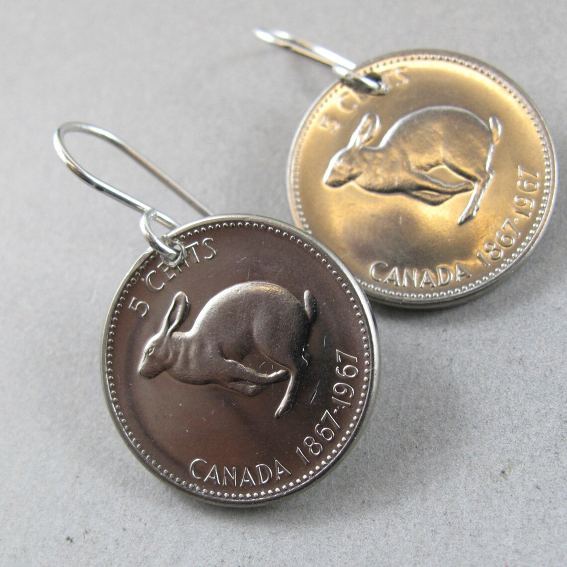 Rabbit Earrings. Bunny Earrings. CANADIAN Earrings. Canada Coin Jewelry ...