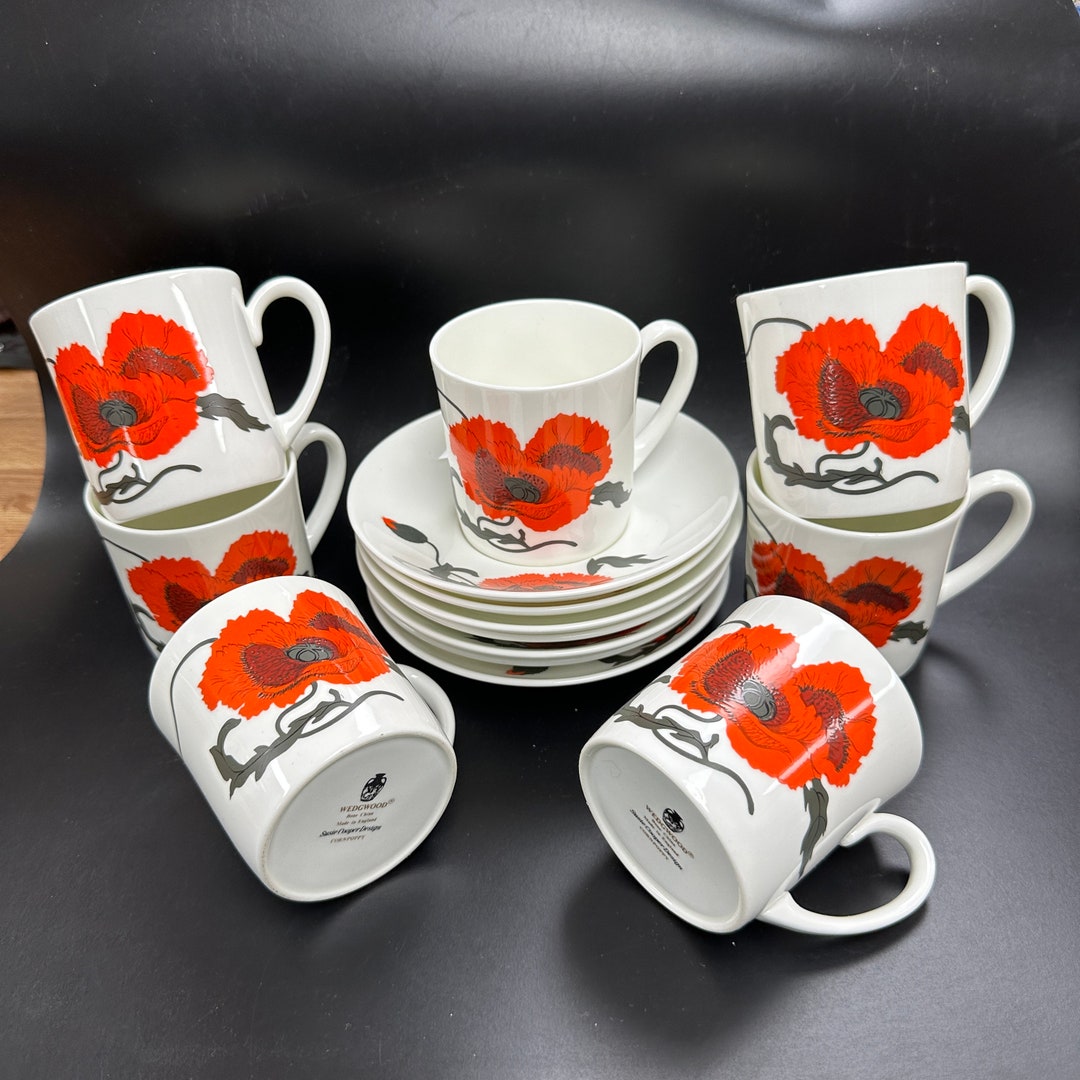 Wedgwood Susie Cooper Design Cornpoppy Cup and Saucer Poppy China ...