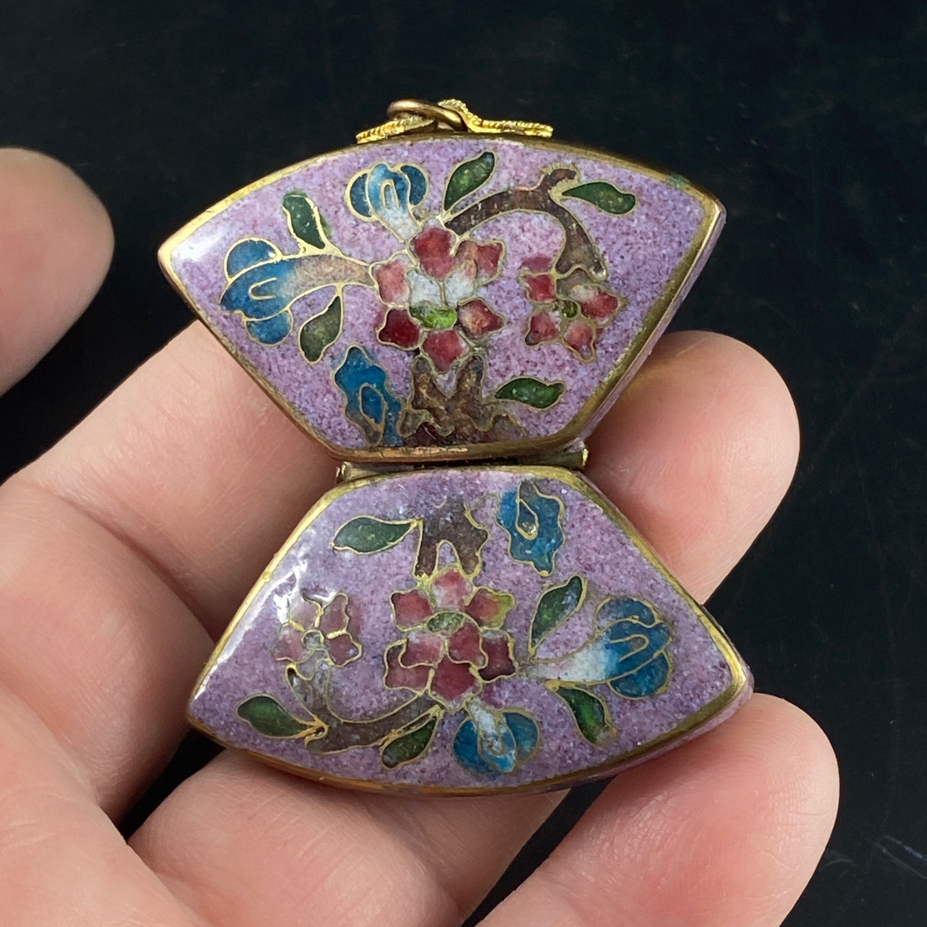 Vintage Chinese cloisonné locket pendant. asian enamel | Etsy