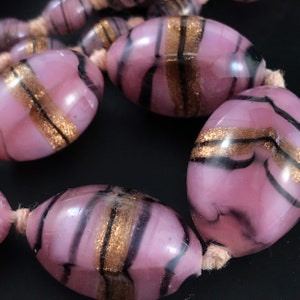 1920s Pink Czecho-slovakia Bead Necklace. Graduated Goldstone Glass. N0 ...