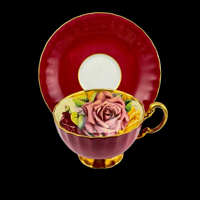 Red Rose Tea Cup - Etsy