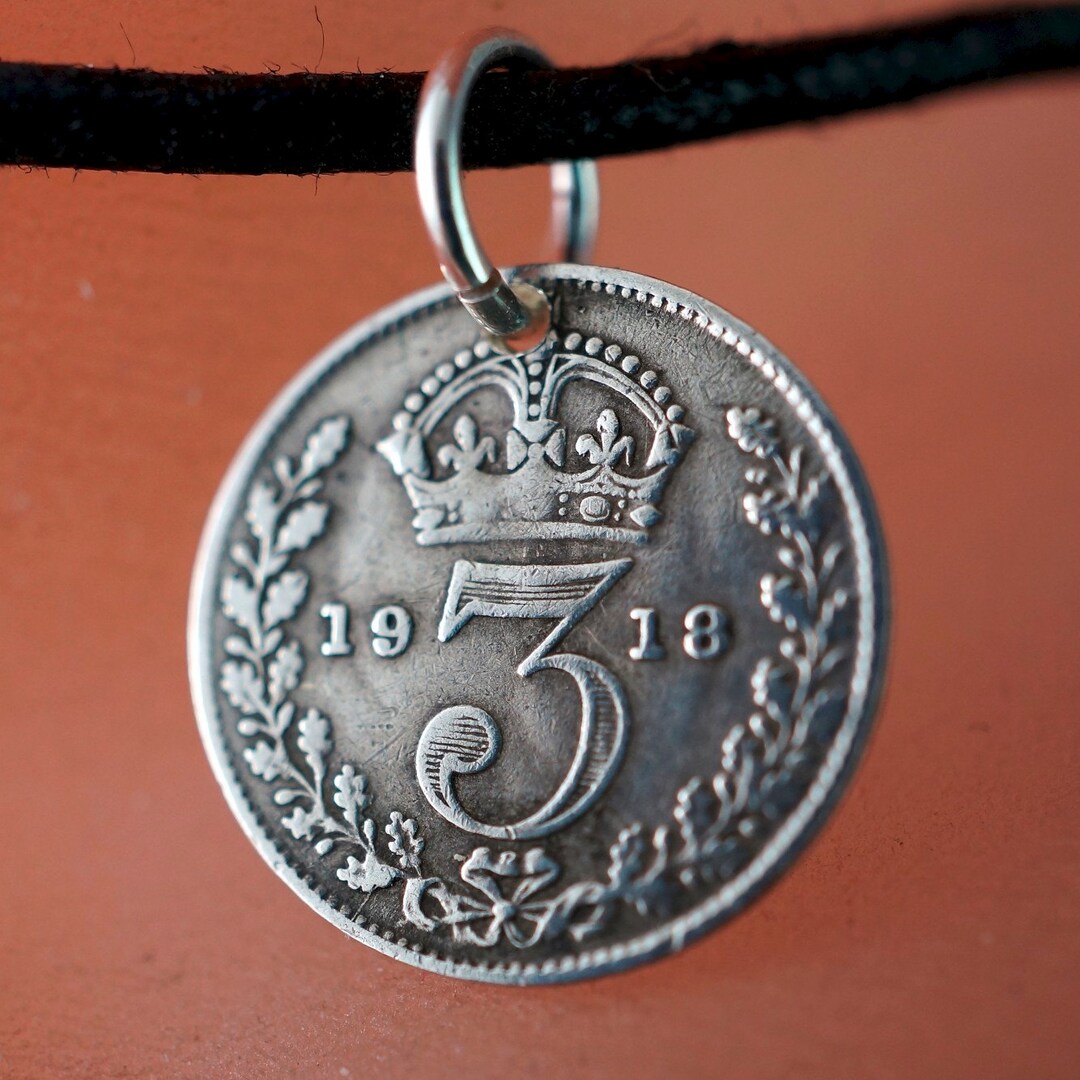 3p Silver Coin Necklace. England Silver Coin Charm . UK Charm. Silver ...