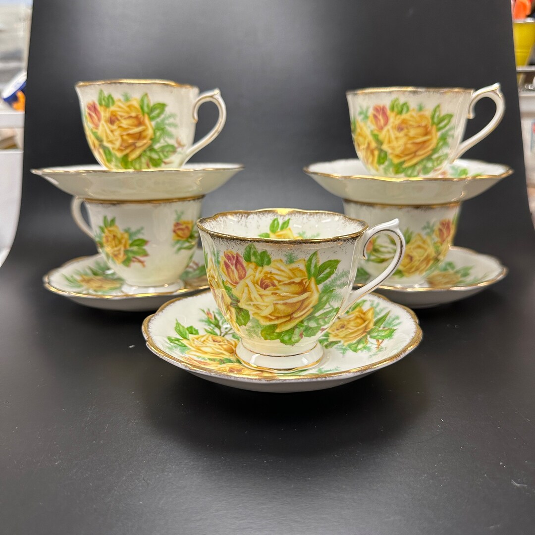 Yellow Rose Teacups. Royal Albert Tea Rose Cup and Saucer Set of 5 ...