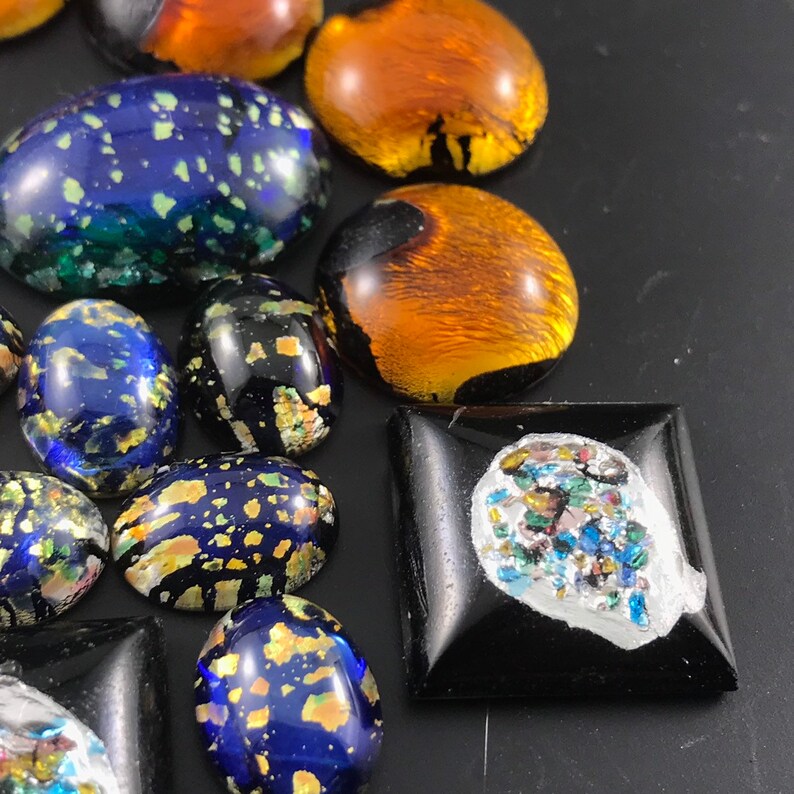 20 Assorted Foil Glass Opal Cabs. Vintage Flat Back Cabochons - Etsy