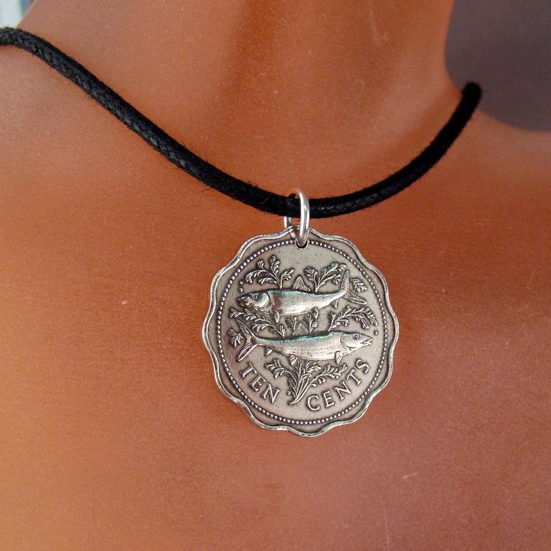 BAHAMAS NECKLACE. Bahamas Charm. Bahamas Coin Necklace. Fish Jewelry ...