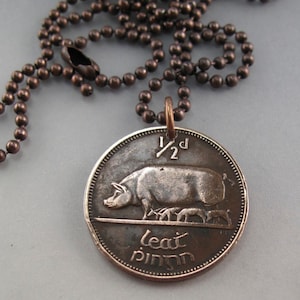 IRELAND Coin Necklace Jewelry. Irish Pig Pendant . Piglet. Year of the ...