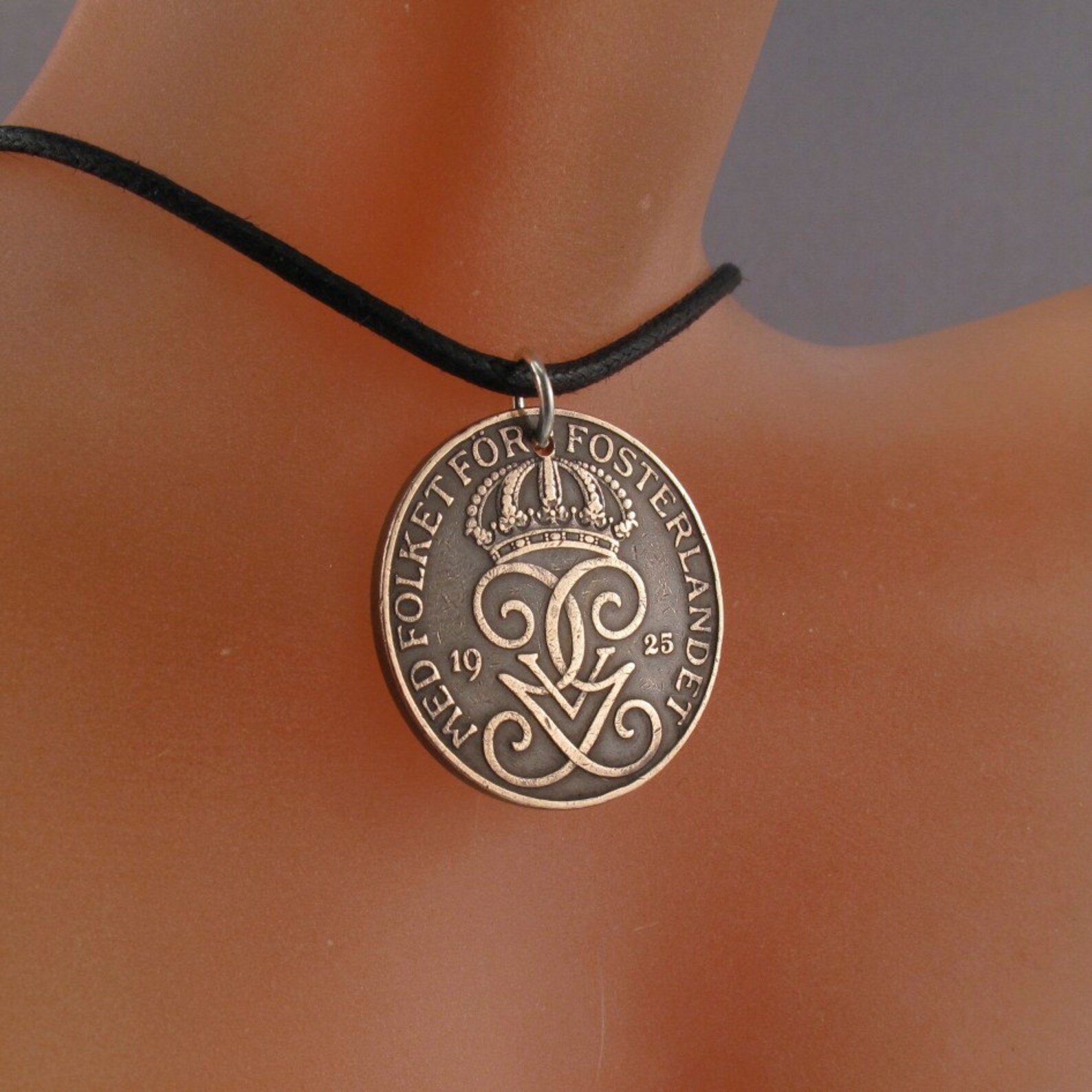 Vintage SWEDEN Necklace / Swedish Coin Necklace / Sweden Ore ...