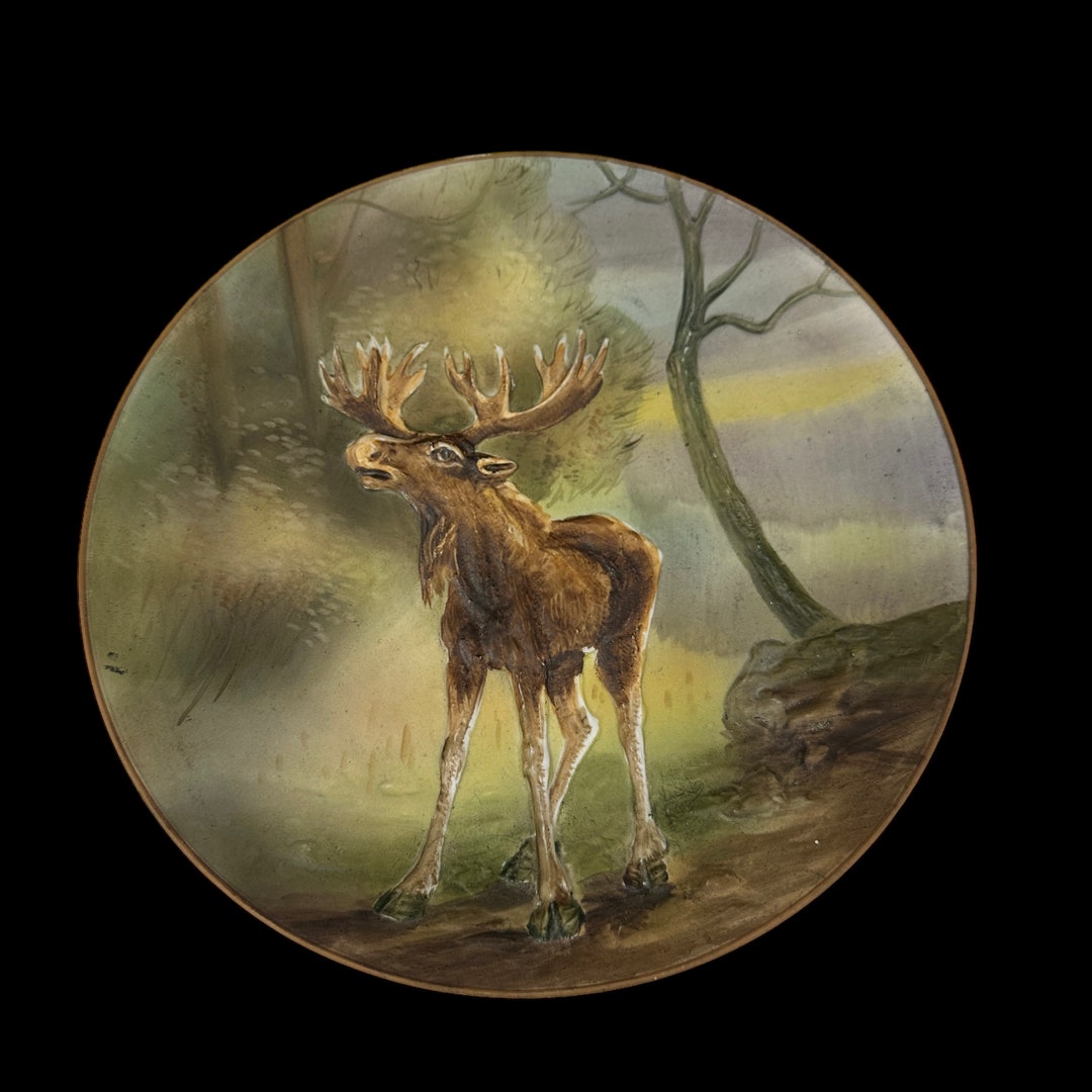Nippon Molded in Relief Moose Plaque - Antique Morimura Hand Painted ...