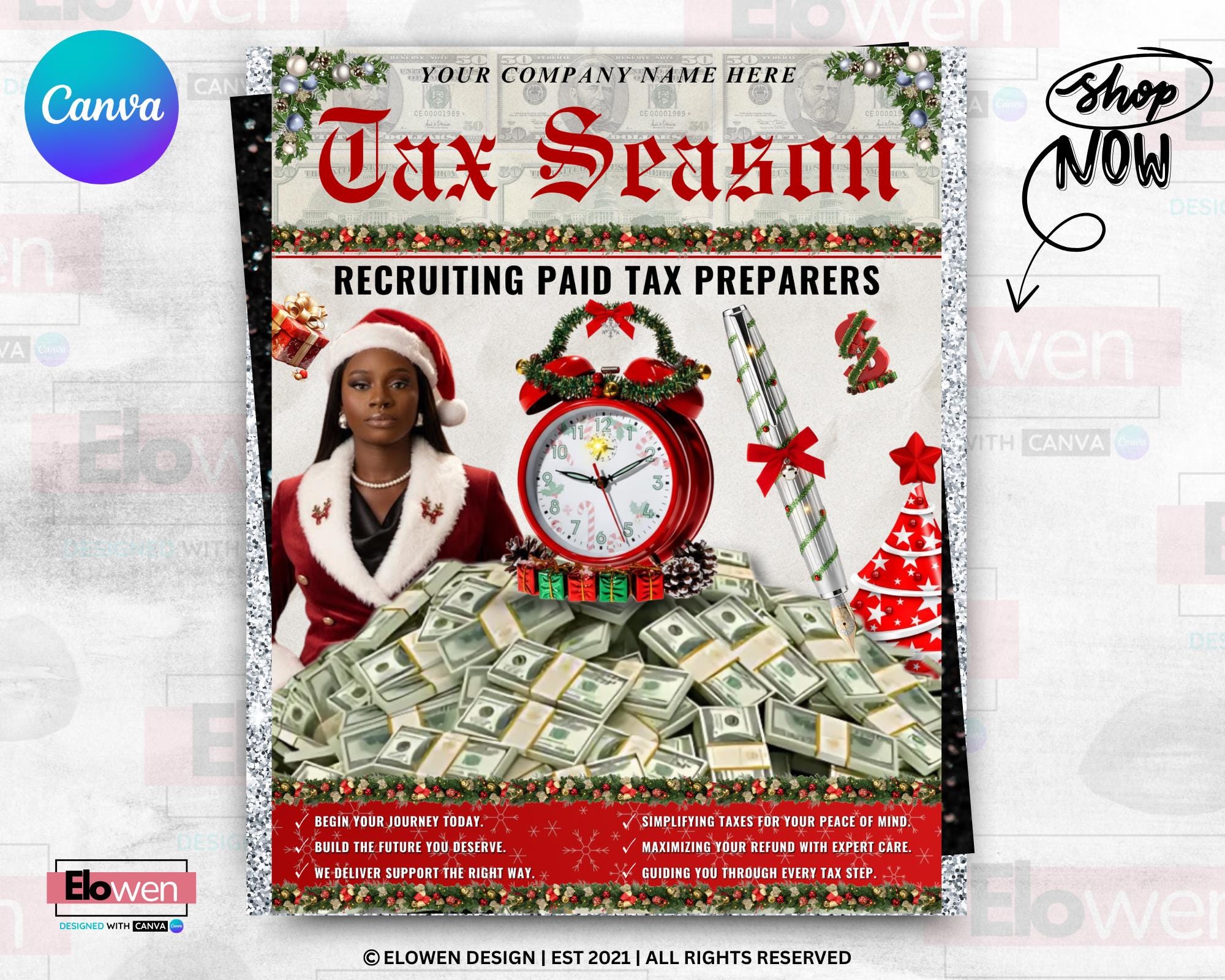 Christmas Tax Prep Flyer Bundle, Holiday Tax Preparer Canva Templates ...