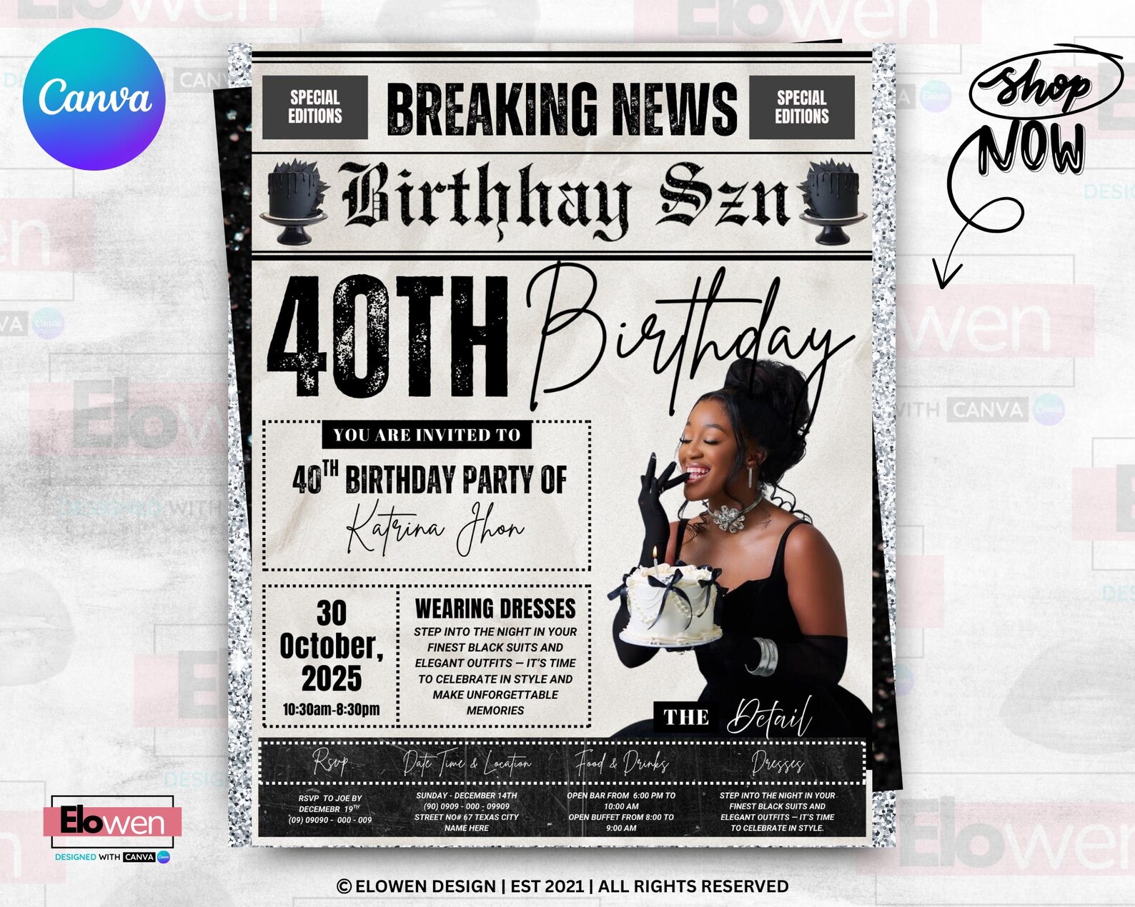Forty Birthday Invitation, 40th Birthday Invite, Fortieth E-invite ...
