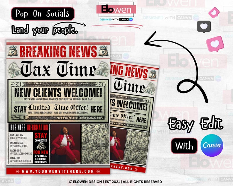 Tax Season Flyers, Tax Training Course Flyers, Tax Training Social ...