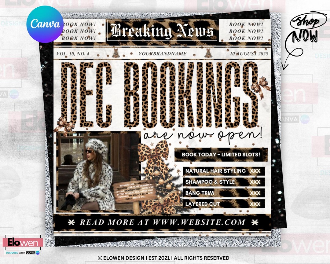 December Bookings Flyer, Calendar Appointment Flyer, Book Now Flyer ...