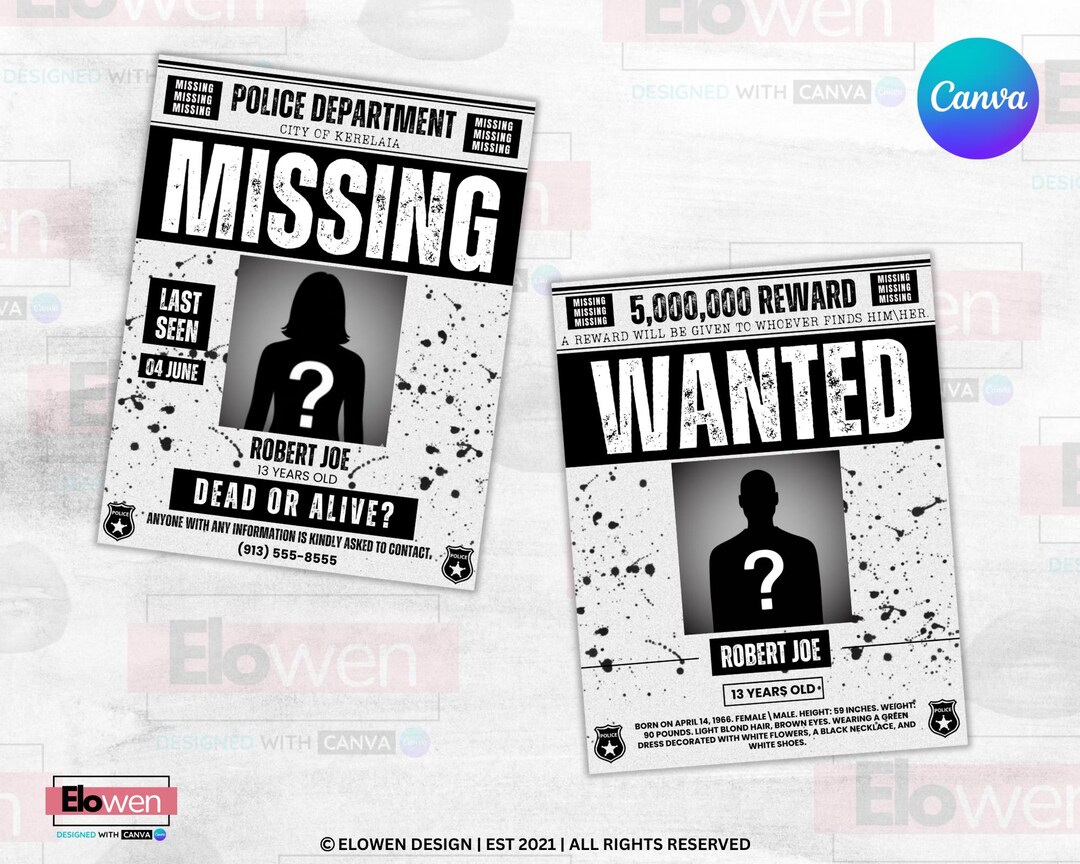 Editable Missing Poster Template, Halloween Mystery Party Sign, DIY ...