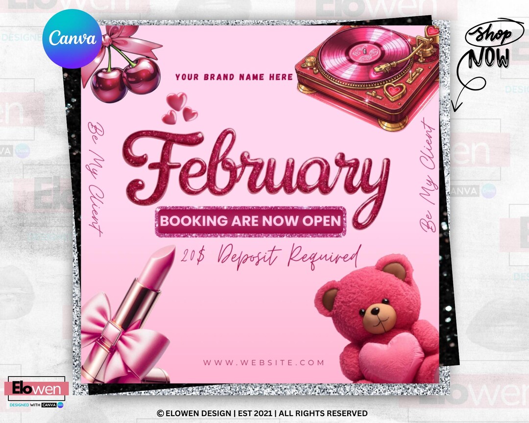 February Booking Flyer, Valentines Day Booking Flyer, February Books ...