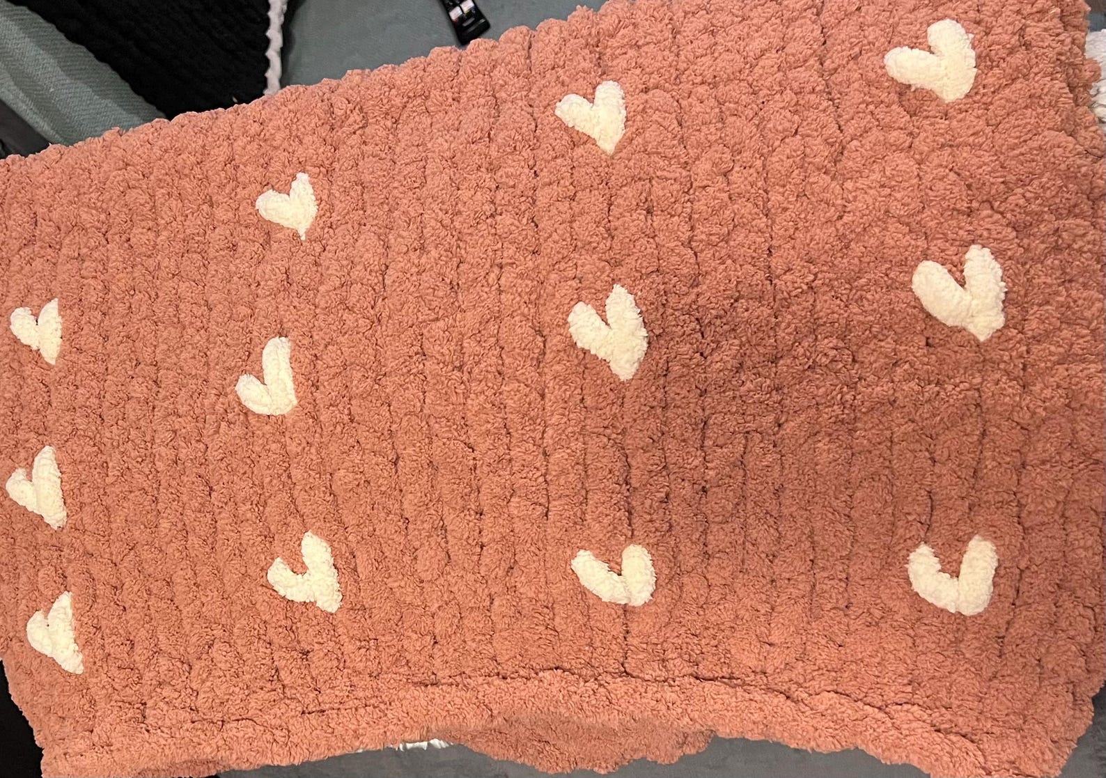 Handmade Chunky Heart Blanket - Etsy UK