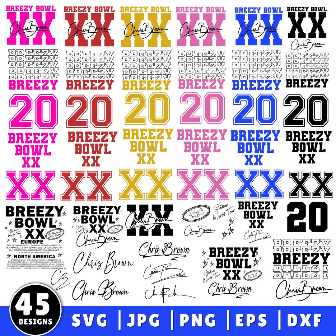 Chris Brown Breezy Bowl XX Tour Svg PNG, Design de camiseta Chris Brown ...