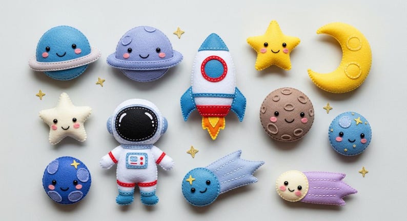 DIY Space Felt Sewing Pattern Set – Step-by-step Assembly Tutorial for ...