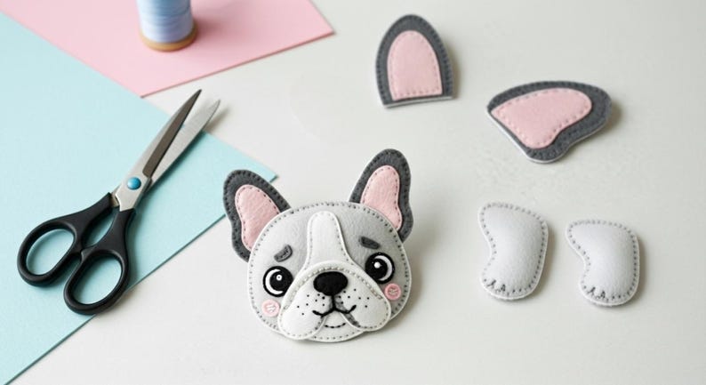 French Bulldog Felt Sewing Pattern PDF and SVG. Cute Dog Plush Toy ...