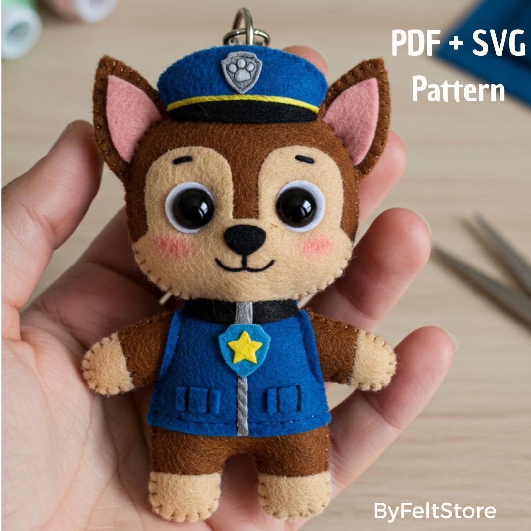 Chase Paw Patrol Felt Toy Sewing Pattern PDF and SVG. Chase Felt ...