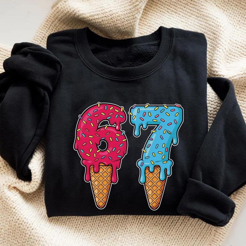 67 Drip Ice Cream Svg, Six Seven Meme Png, 67 Birthday Gift, Funny Meme ...