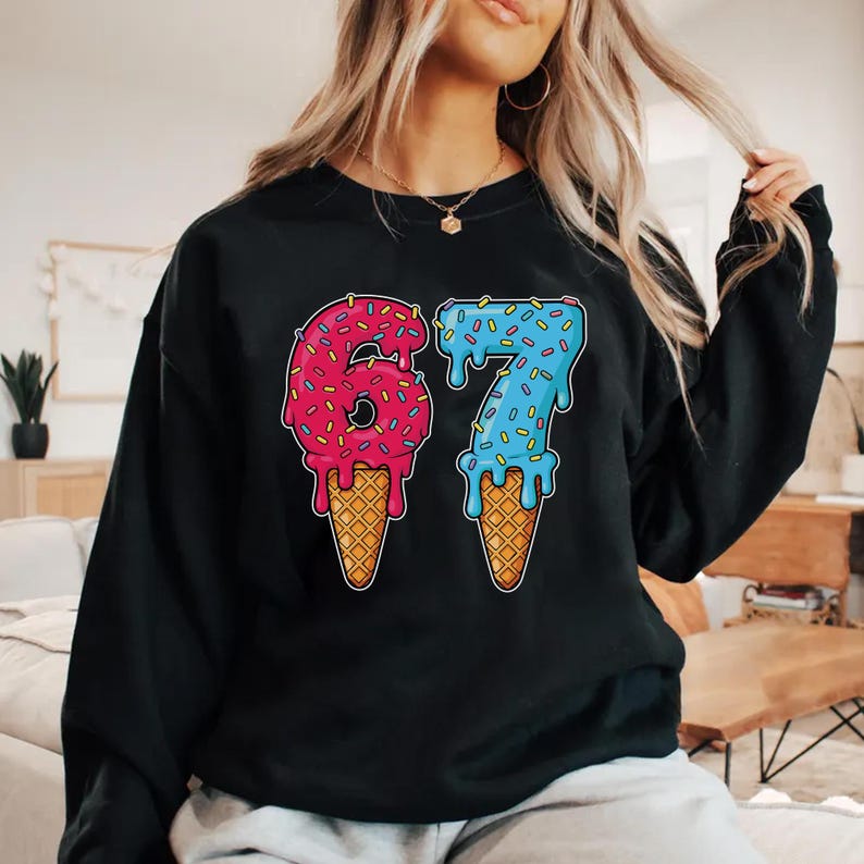 67 Drip Ice Cream Svg, Six Seven Meme Png, 67 Birthday Gift, Funny Meme ...