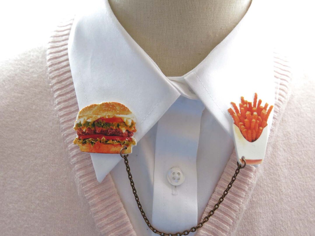 Burgers and Fries Brooch Food Lover Geekery Quirky Collar - Etsy