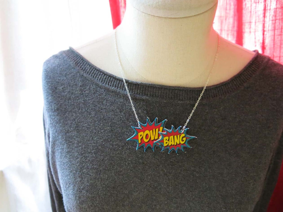 Comic Book Necklace Geekery Jewelry for Girls and Women Word | Etsy