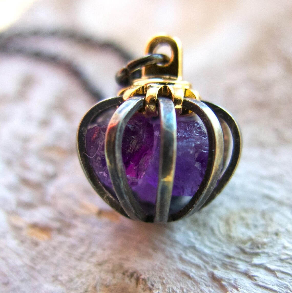 Amethyst Necklace, Raw Stone, February Birthday Present, Purple Crystal ...