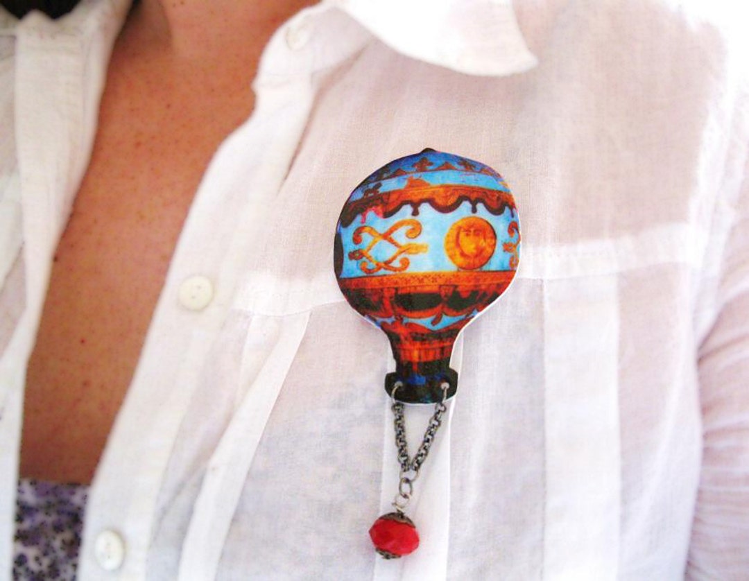 Etsy Brooch Multicolored Hot Air Balloon Pin Vintage Inspired Jewelry ...