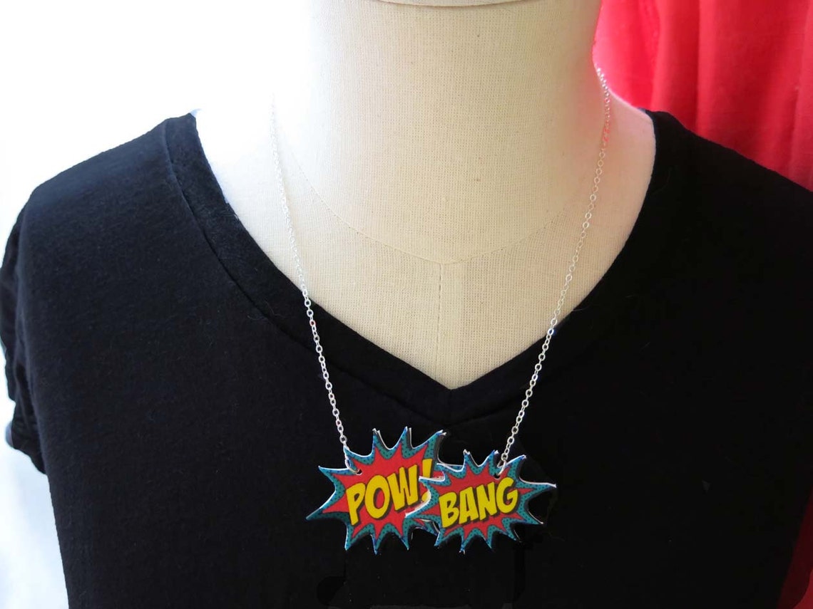 Comic Book Necklace Geekery Jewelry for Girls and Women Word | Etsy