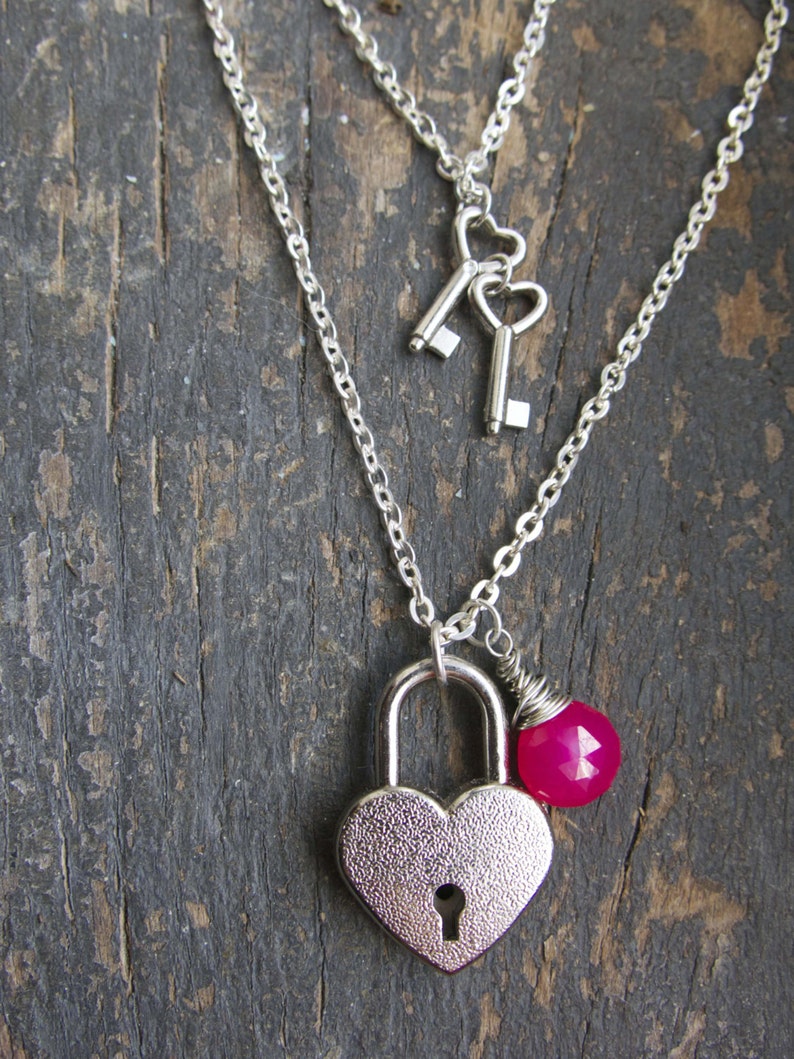 Layered Necklace Key to My Heart Locket Pad Lock With Keys | Etsy