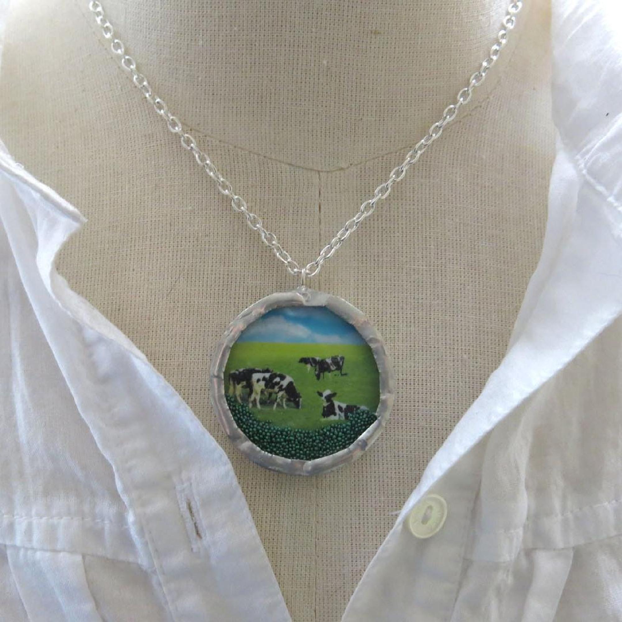 Cow Shake Necklace, Handmade for Her, Fun Jersey Cows, Farm Animals ...