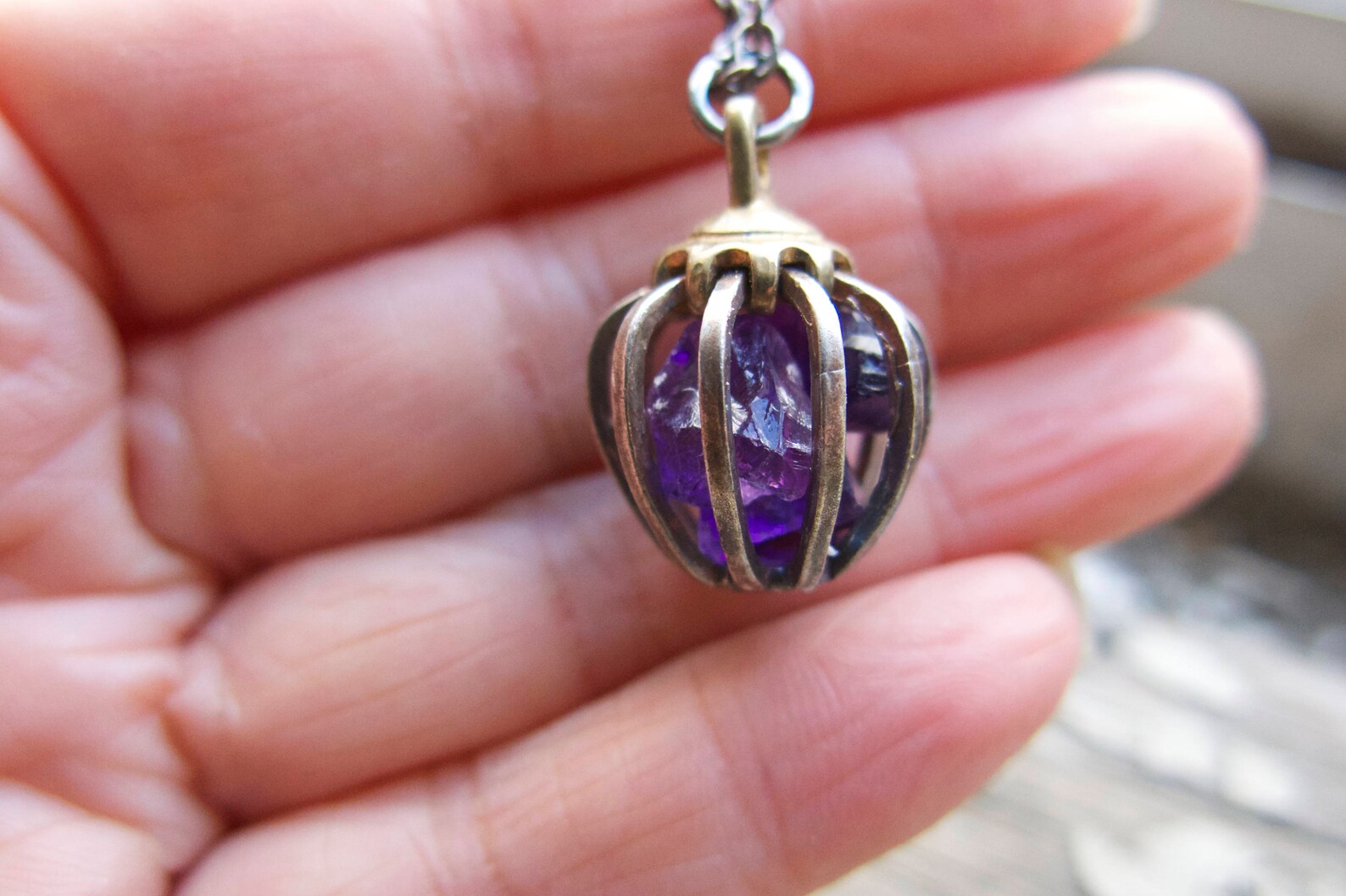 Amethyst Necklace, Raw Stone, February Birthday Present, Purple Crystal ...