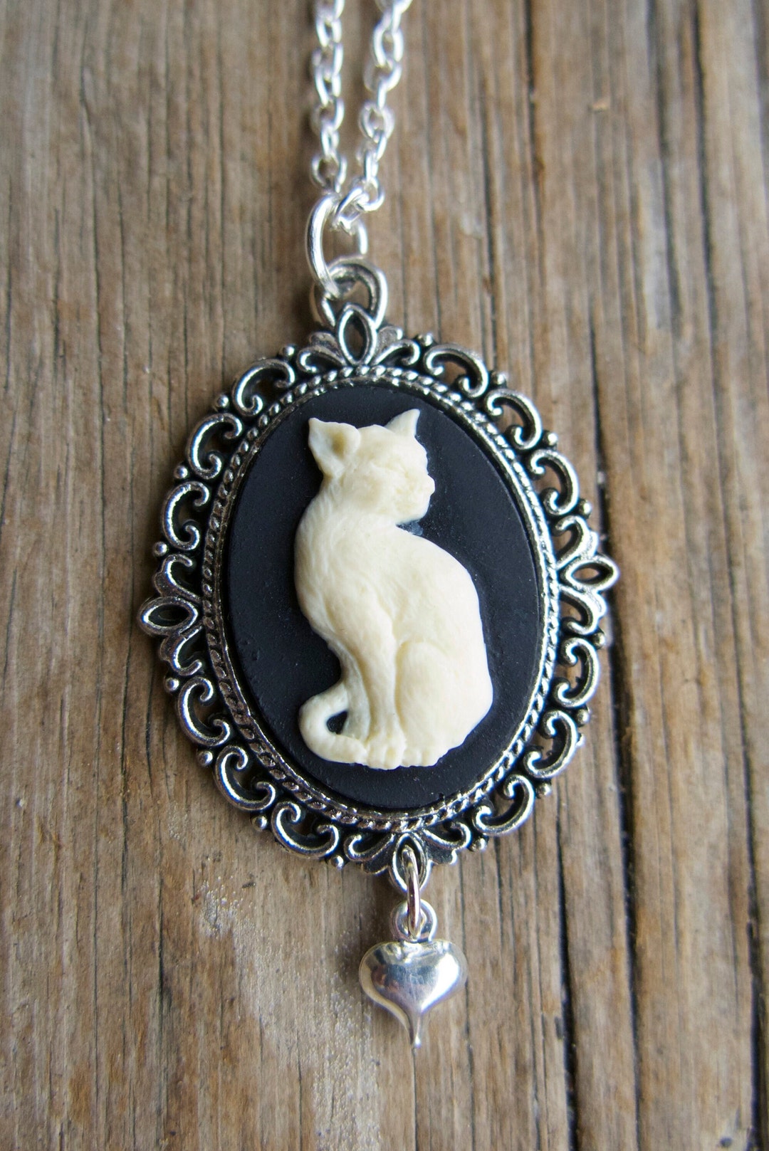 Cameo Cat Necklace, White on Black, Mother's Day Gift, for Women Mom ...