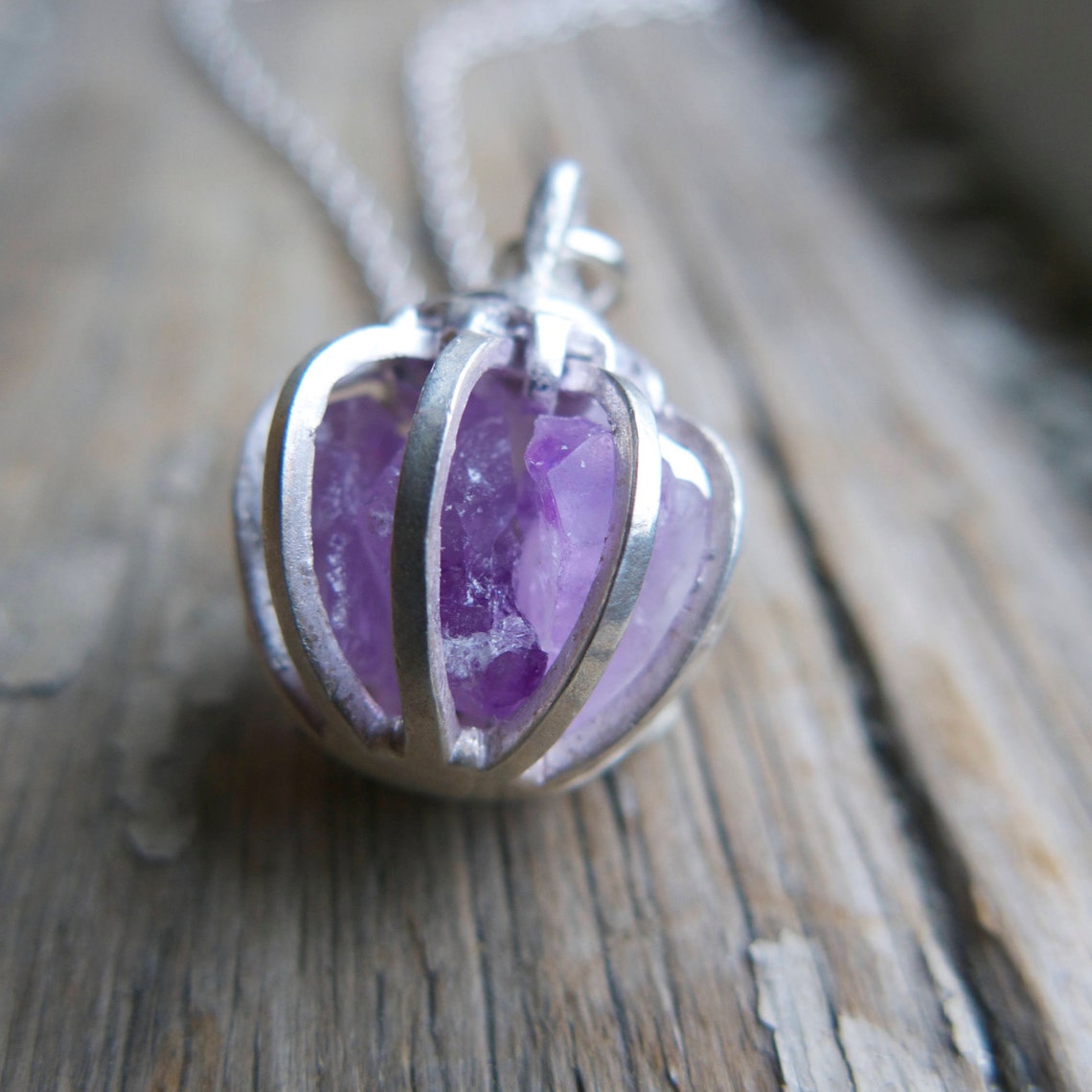 Amethyst Necklace, Raw Stone, February Birthday Present, Purple Crystal ...
