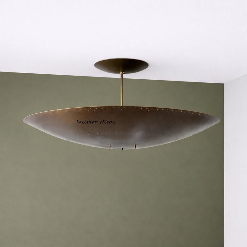 Handmade Brass Saucer Pendant Light With Perforated Detailing - Etsy