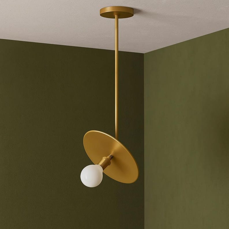 Modern Brass Disc Pendant Light With Adjustable Angle - Etsy