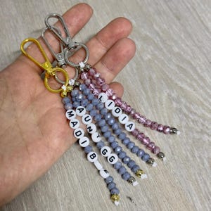 Cute Keychain Initial/name Keychain With Letter Beads/personalized ...